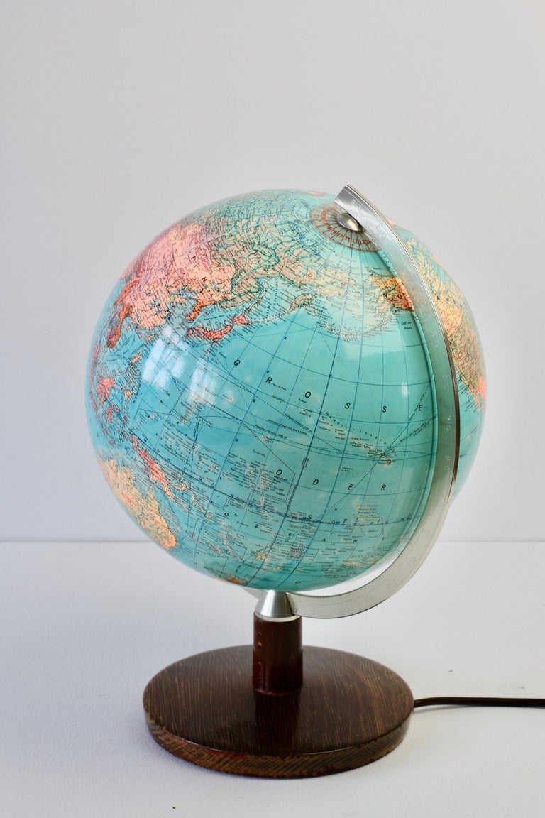 Vintage Mid-Century World Map Globe Lamp Light by JRO Verlag Munich ...