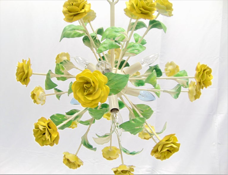 Vintage Midcentury Yellow Rose Sputnik Chandelier For Sale at 1stDibs