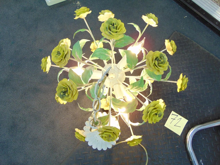 Vintage Midcentury Yellow Rose Sputnik Chandelier For Sale at 1stDibs