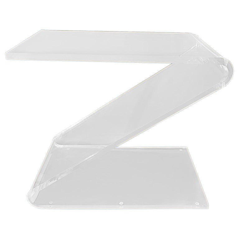 Vintage Mid-Modern Century Lucite Z Shaped End Side Table For Sale at ...