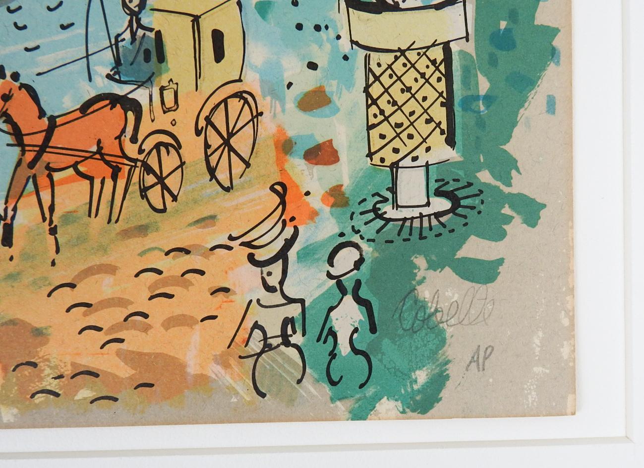 Vintage Midcentury Charles Cobelle Le Pont by Lithograph For Sale at ...