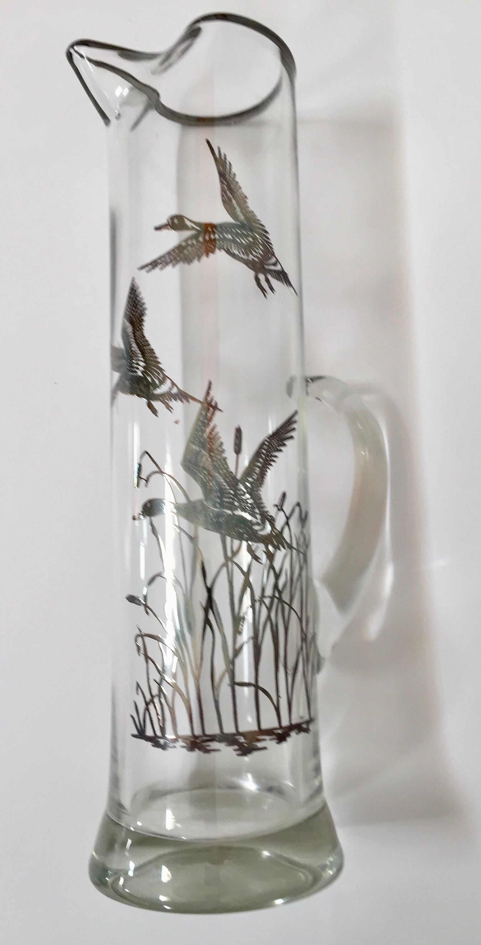 Vintage Midcentury Cocktail Glass Martini Jug Pitcher Barware Silver ...