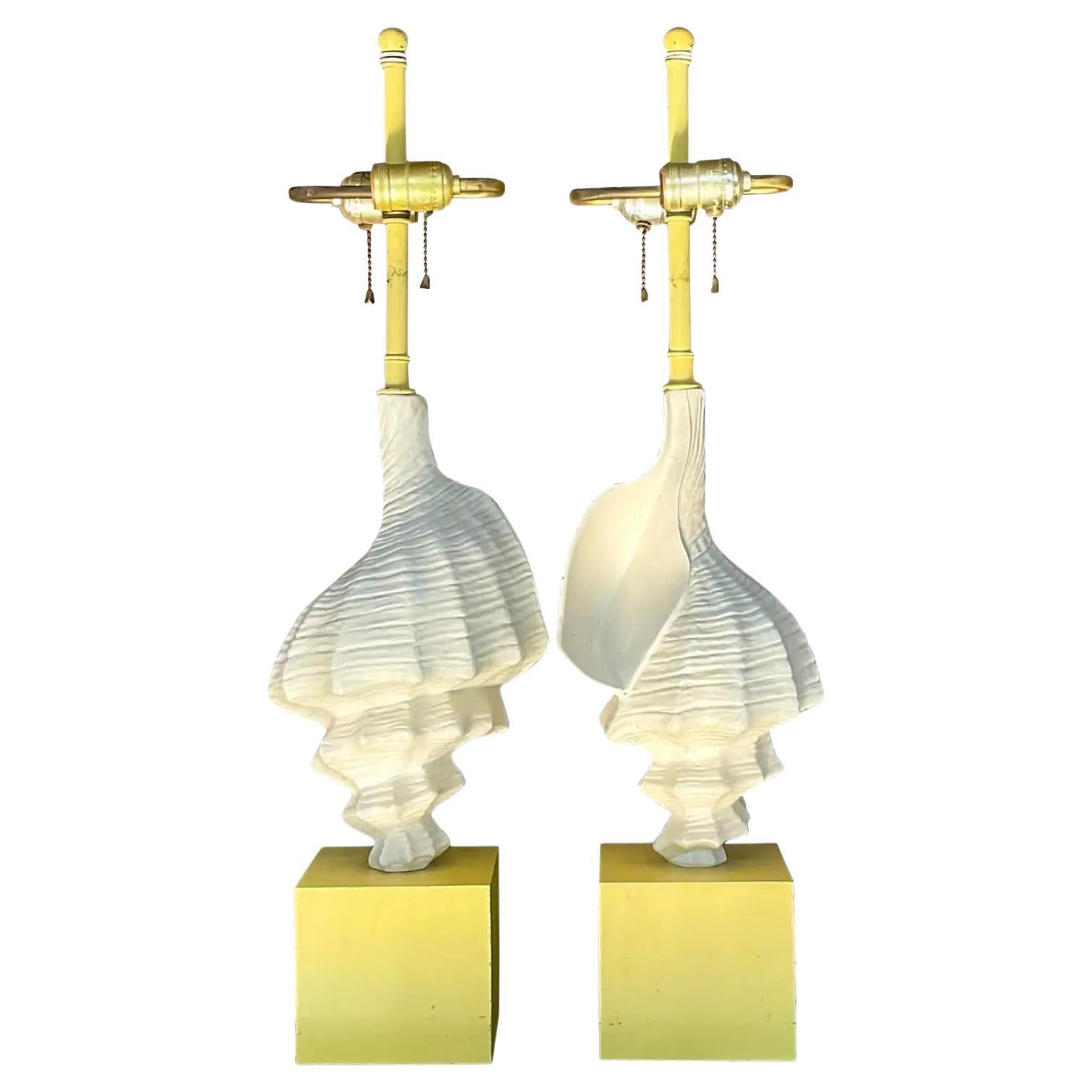 Vintage Conch Shell Table Lamp from the Midcentury Mounted on Round ...