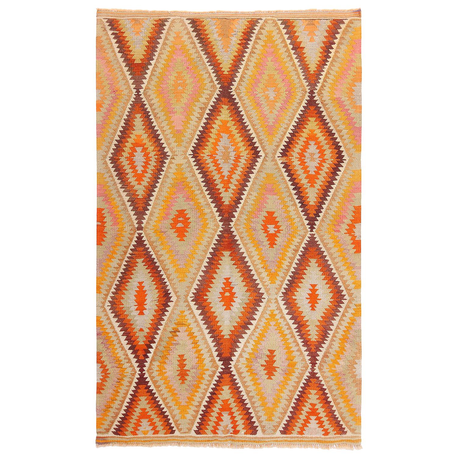 Vintage Midcentury Continental Golden Yellow Wool Circle Rug For Sale ...