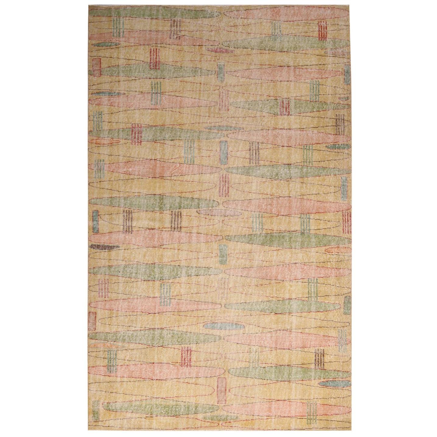 Vintage Midcentury Diamond Pattern Pink and Blue Wool Rug For Sale at ...