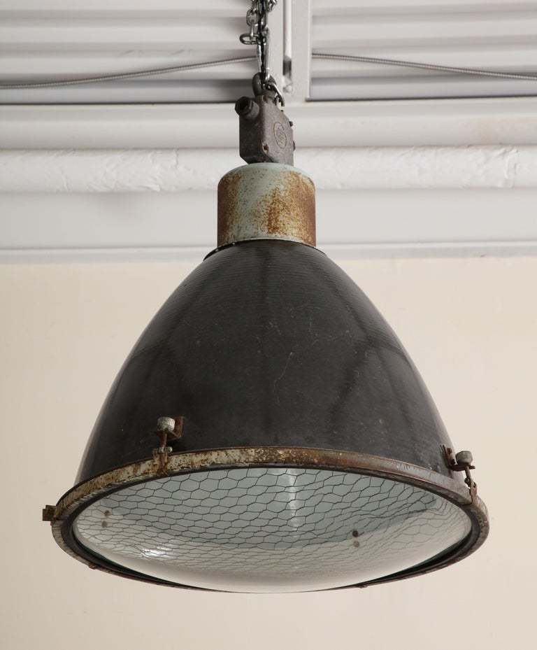 Vintage Mid-Century Industrial Cast Iron Pendant Light with Chicken ...