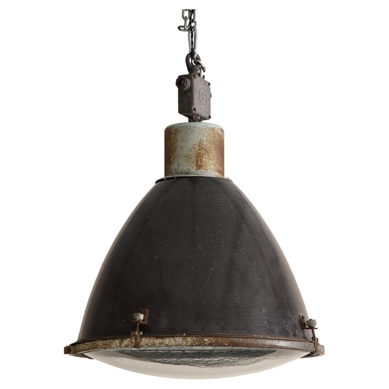 Vintage Mid-Century Industrial Cast Iron Pendant Light with Chicken ...