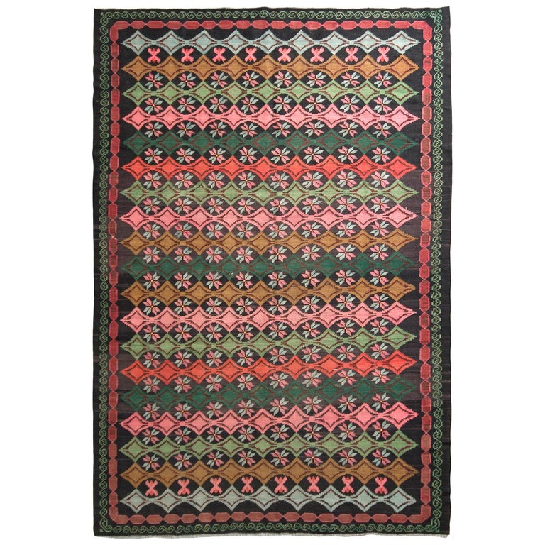Rug and Kilim's Vintage Midcentury Kilim Rug Multi-Color Geometric ...