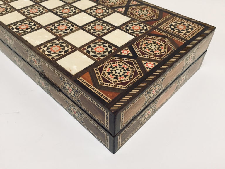 Vintage Midcentury Large Complete Syrian Inlaid Mosaic Backgammon and ...