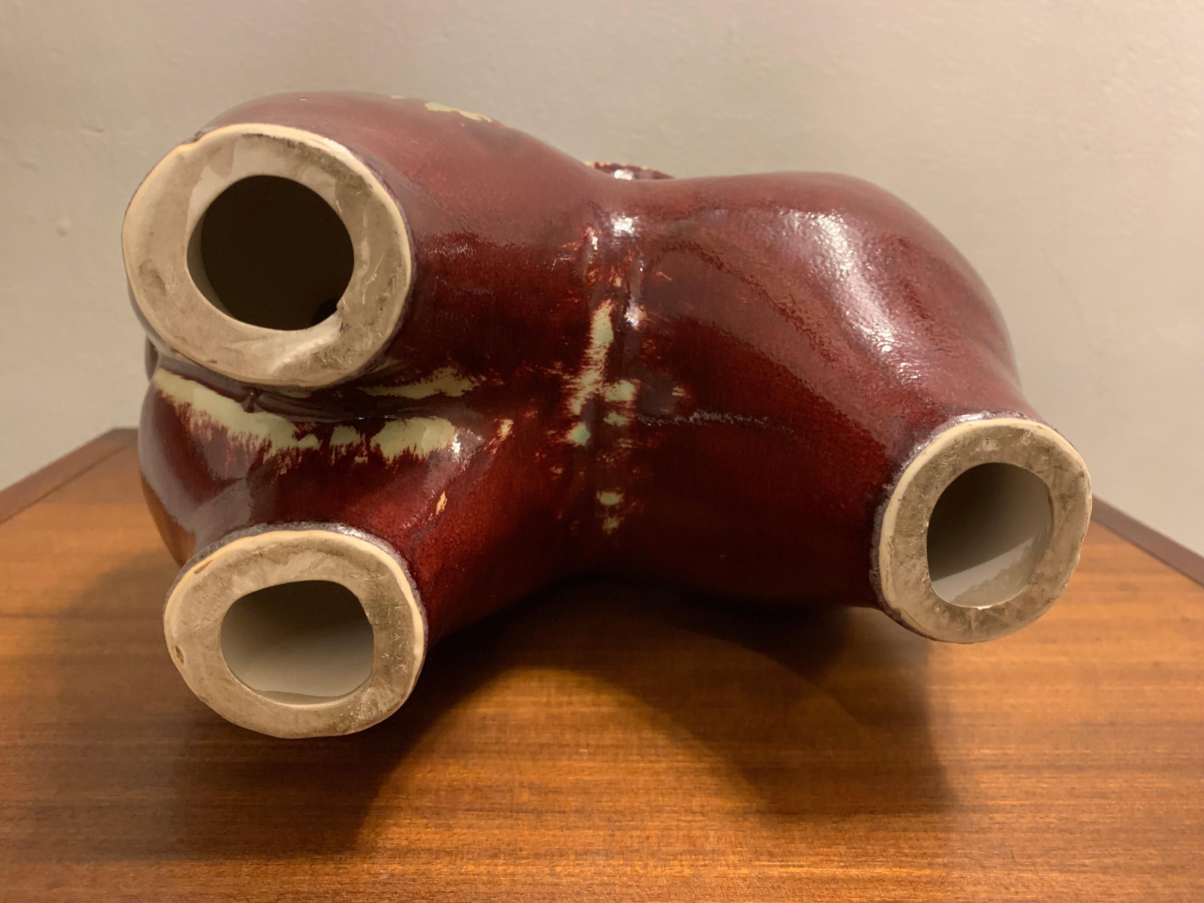 Vintage Midcentury Large Italian Red and White Glazed Ceramic Ram ...