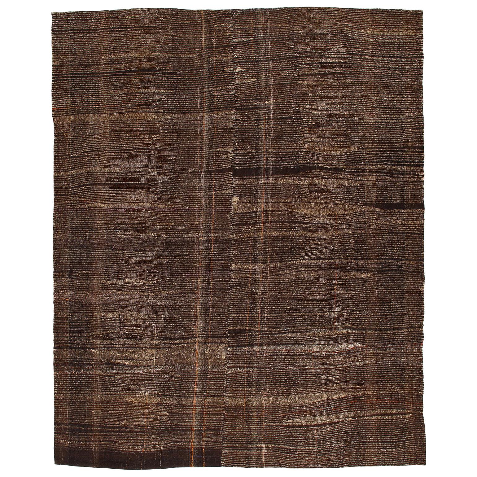 Vintage Minimalist Midcentury Persian Flat-Weave Rug For Sale at 1stDibs