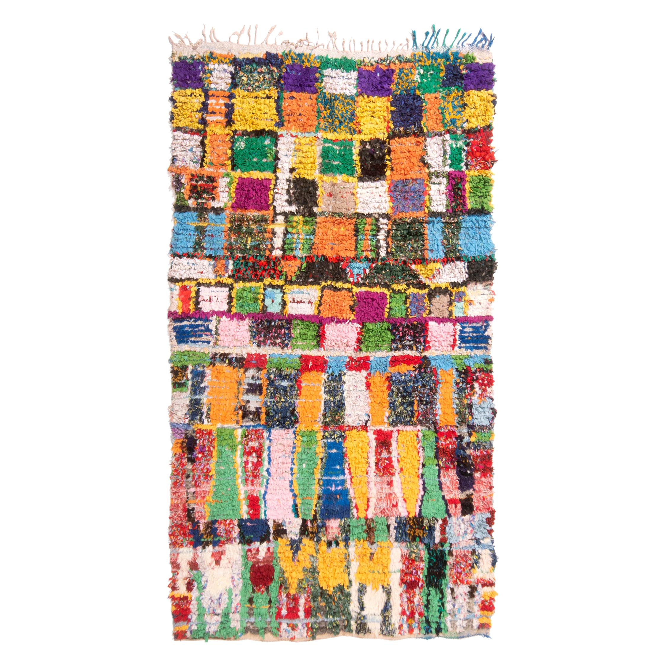 Vintage Mid-Century Moroccan Transitional Pink and Blue Multicolor Wool ...