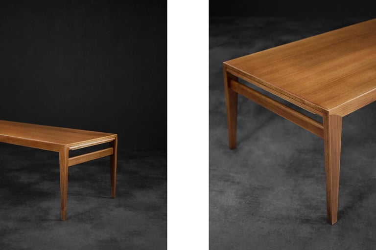 Vintage MidCentury Scandinavian Modern Teak Wood Coffee Table with Pull ...