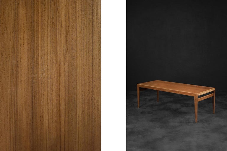 Vintage MidCentury Scandinavian Modern Teak Wood Coffee Table with Pull ...