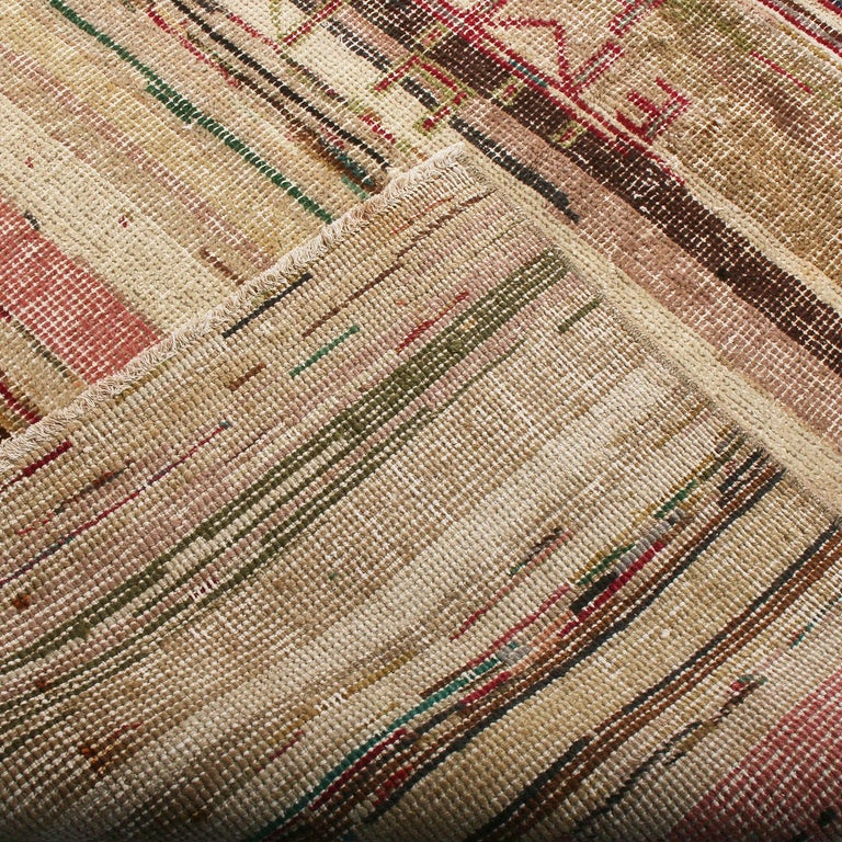 Vintage Midcentury Tea Green and Pink Wool Rug, Multicolor Accent by ...