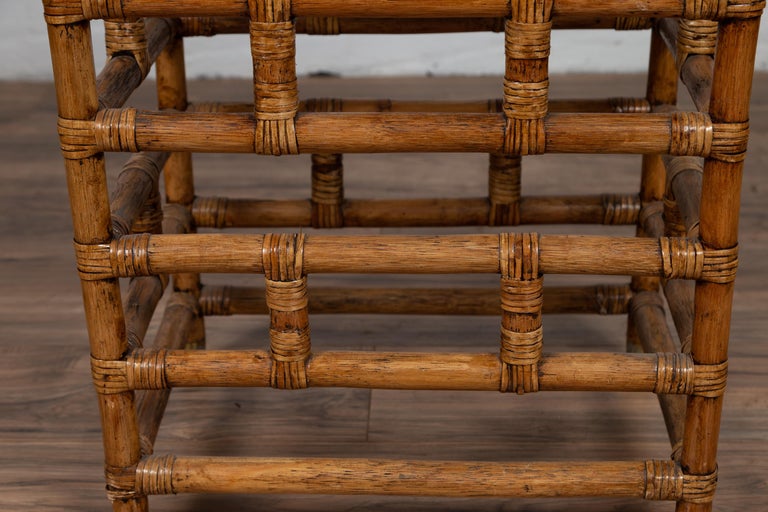 Vintage Midcentury Thai Side Table with Rattan Top and Bamboo Base at ...