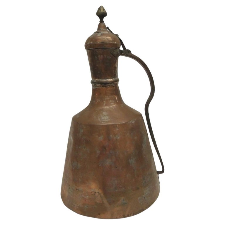 Vintage Middle Eastern Cooper Tall Water Ewer with Handle For Sale at ...