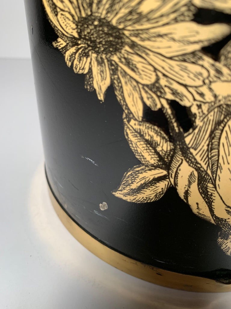 Vintage Milano Metal Wastebasket, Roses and Flowers manner of Piero ...