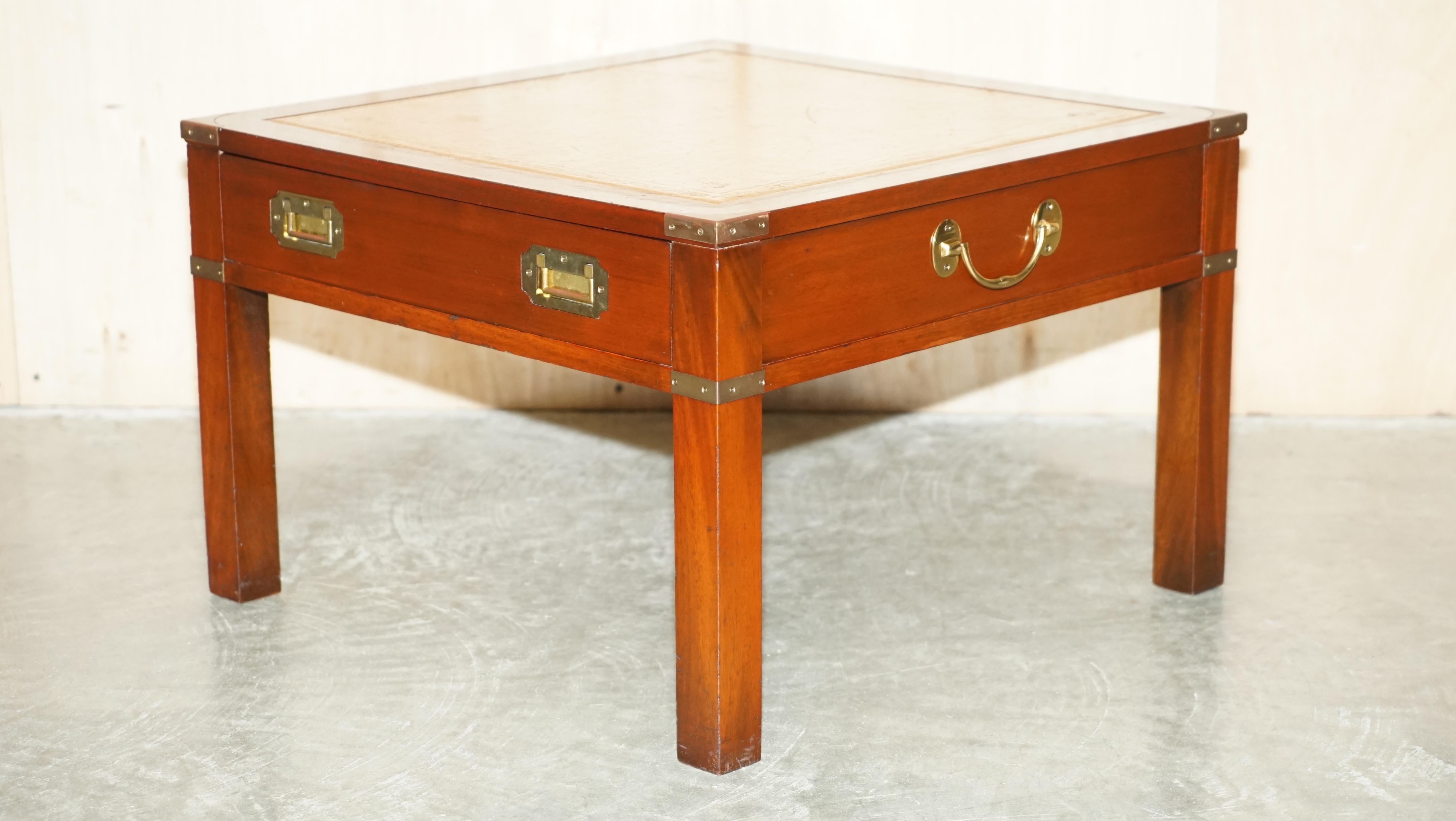 Vintage Military Campaign Hardwood and Brown Leather Campaign Coffee ...