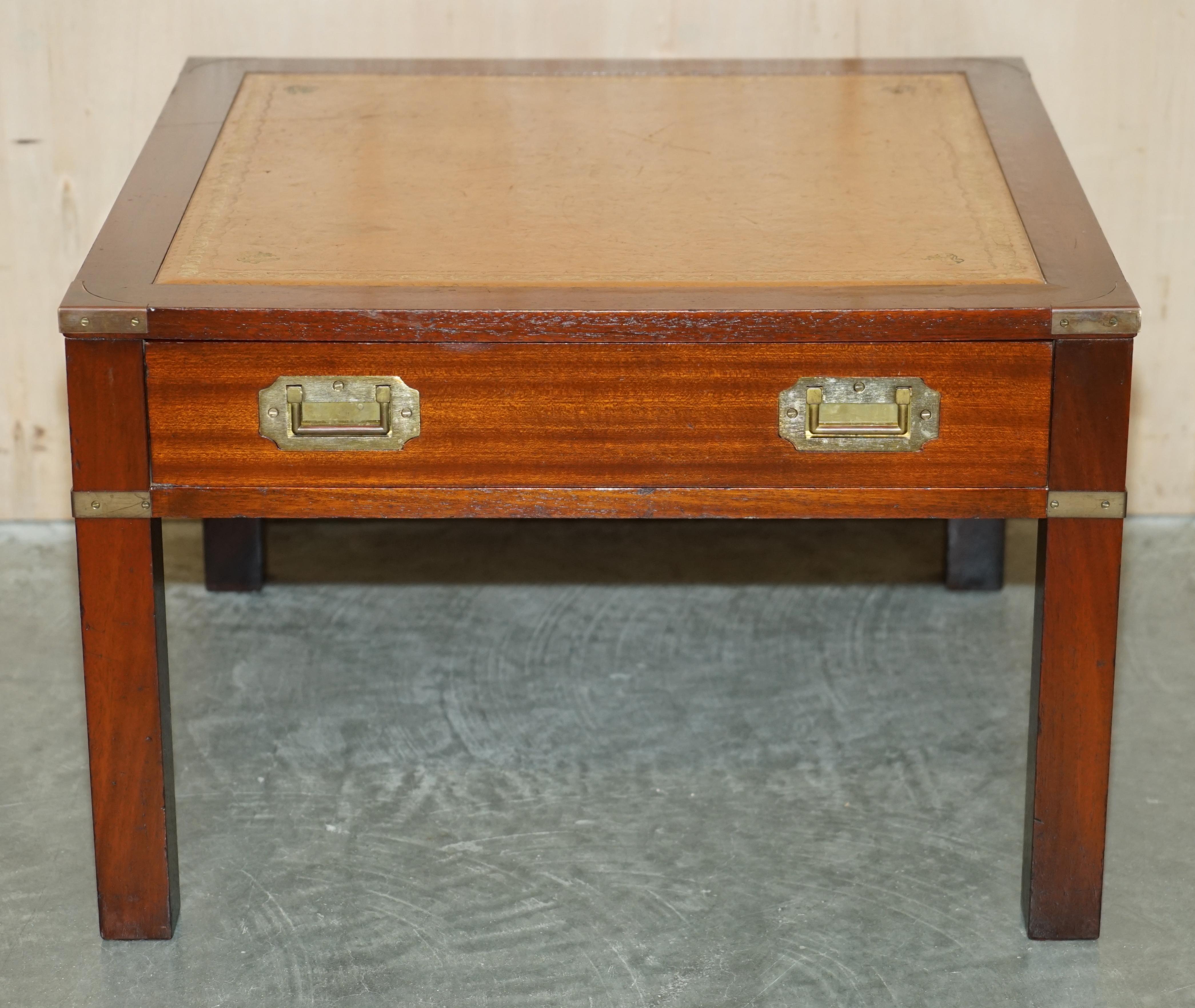 Vintage Military Campaign Hardwood and Brown Leather Campaign Coffee ...