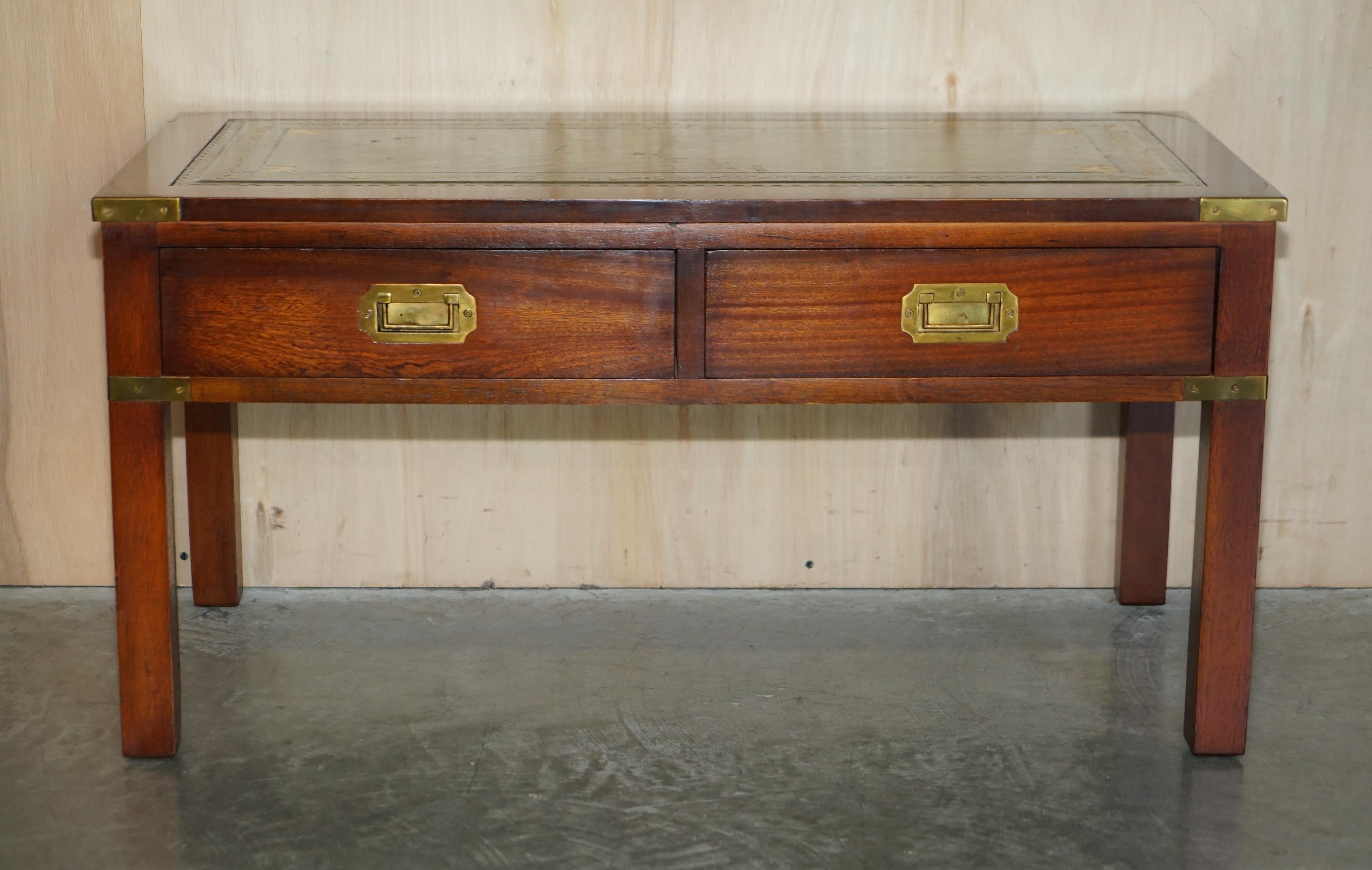 Vintage Military Campaign Hardwood and Green Leather Campaign Coffee ...