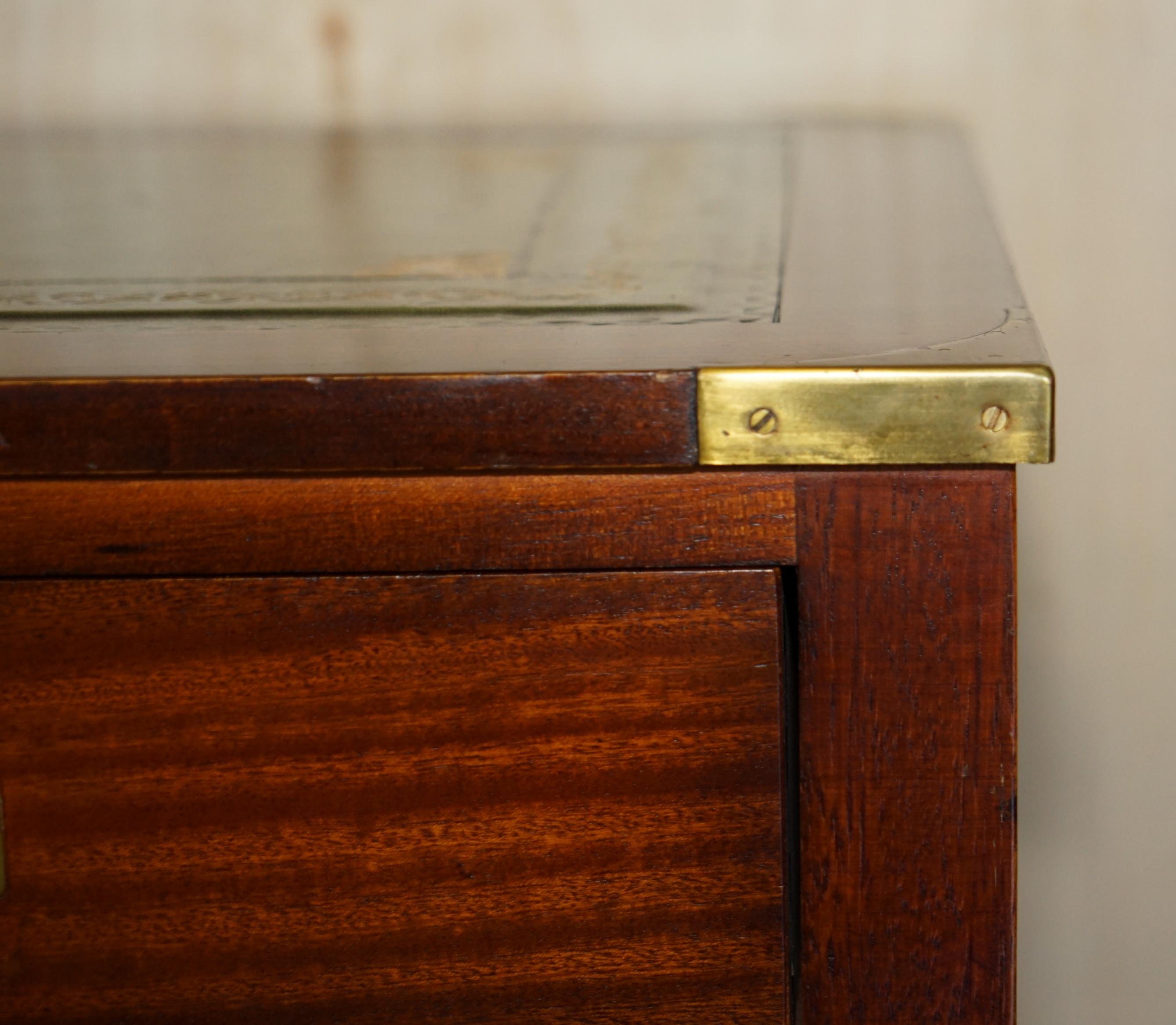 Vintage Military Campaign Hardwood and Green Leather Campaign Coffee ...