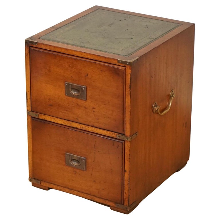 Vintage Military Campaign Side/End Table Chest of Dawers with Green ...