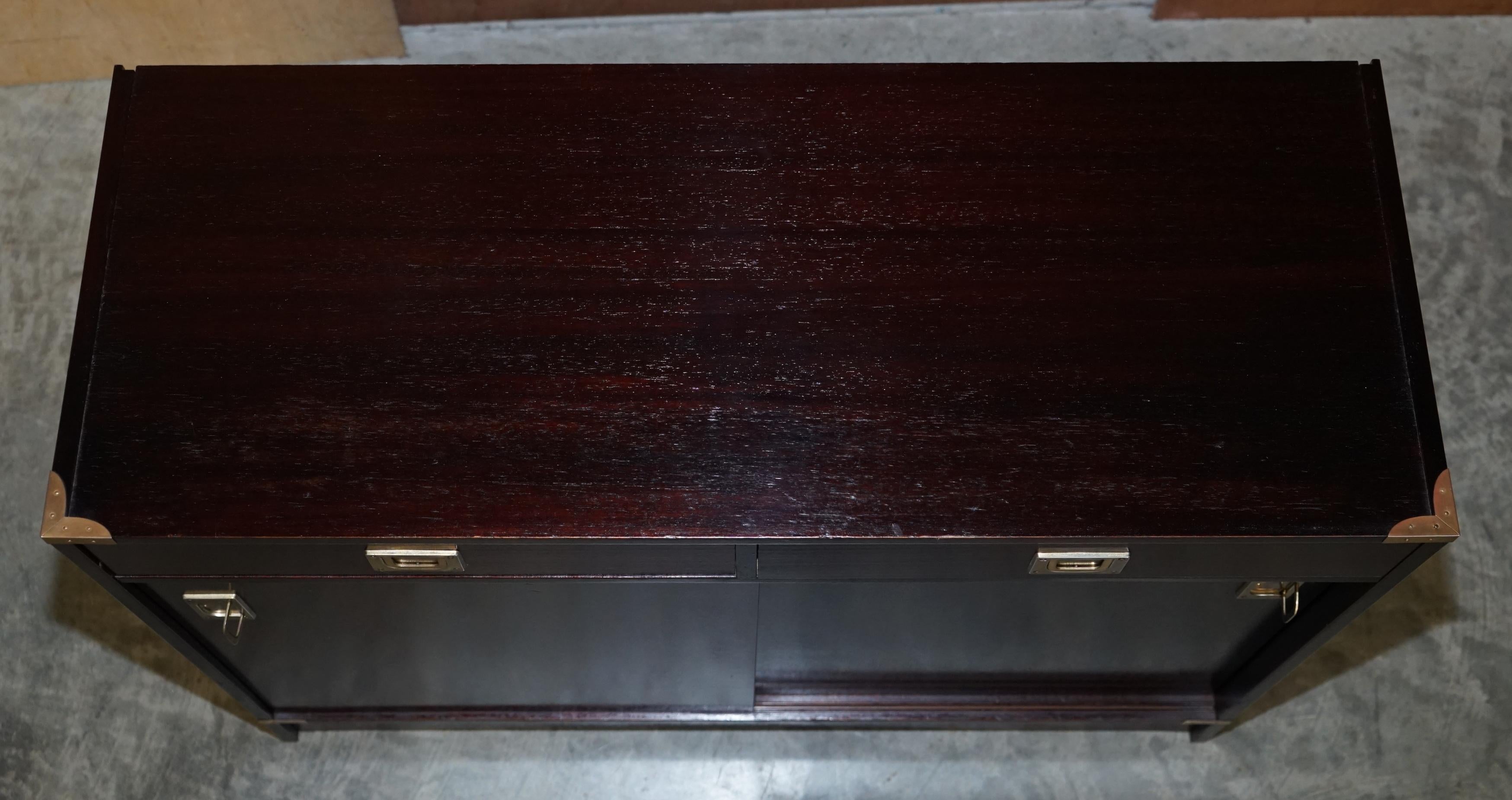 Vintage Military Campaign Style Sideboard Cupboard with Twin Drawers to ...