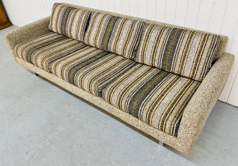 Vintage Milo Baughman Style Flat Bar Chrome Sofa at 1stDibs