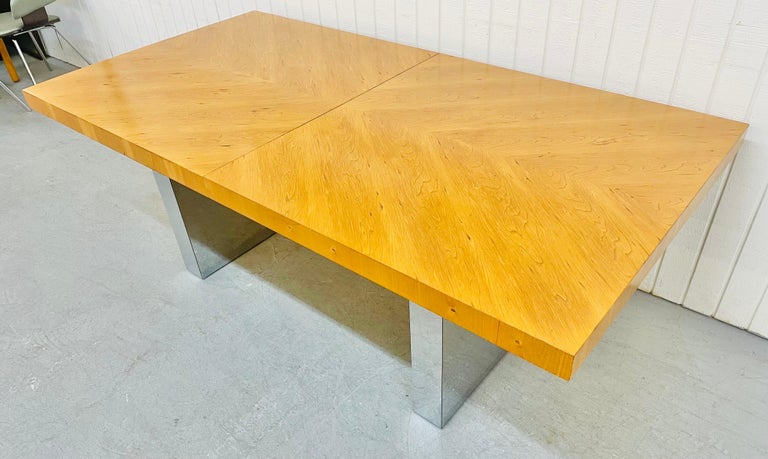 Vintage Milo Baughman Style Oak and Chrome Dining Table For Sale at 1stDibs