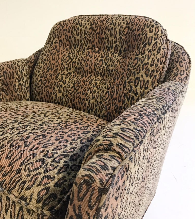 Swivel Lounge Chairs in the style of Milo Baughman, in Kravet Leopard ...