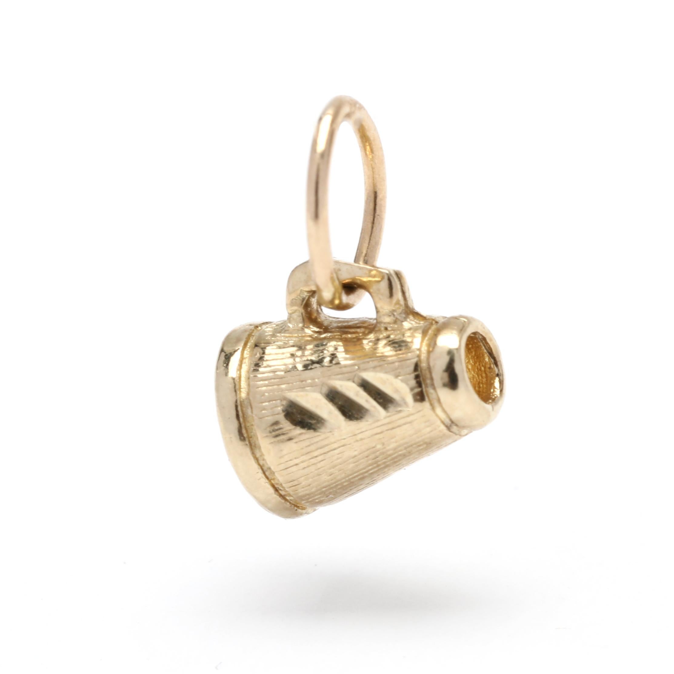 Vintage Mini Megaphone Charm, 14k Yellow Gold, Gold Cheerleader For ...