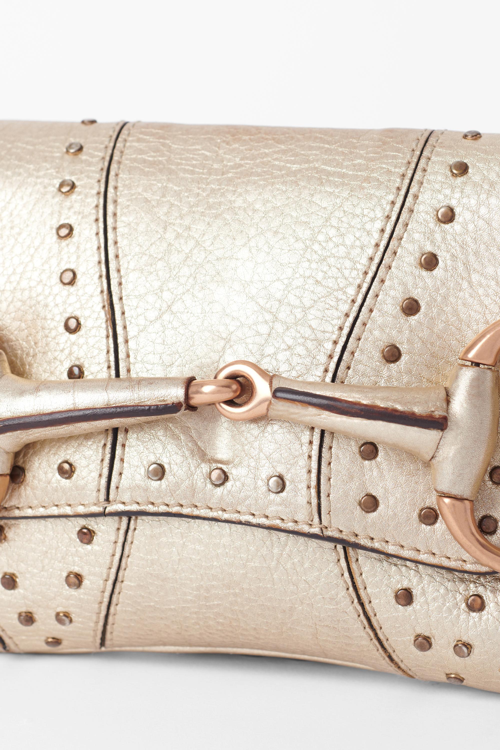Vintage Mini Metallic Gold Horsebit Clutch For Sale at 1stDibs
