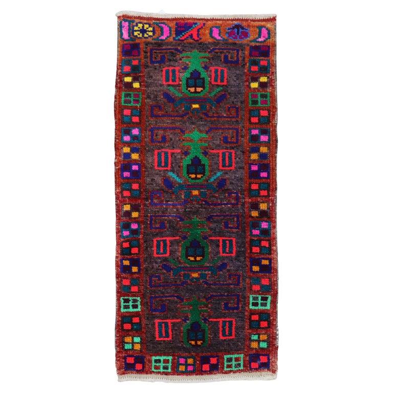 Vintage Mini Turkish Mat Rug For Sale at 1stDibs