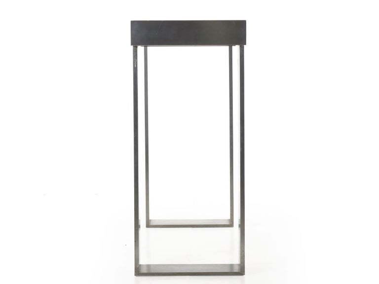 Vintage Minimalist Modern Matte and Blue Enamel Steel Console Table at ...