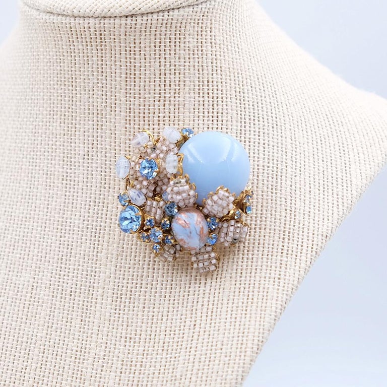 Vintage Miriam Haskell Blue Brooch 1960s at 1stDibs