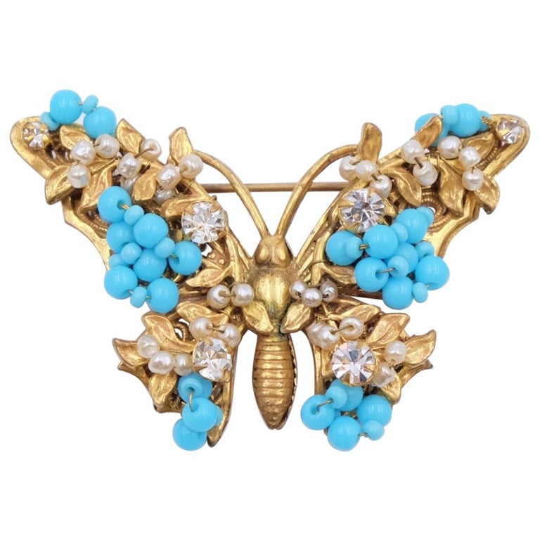 Vintage Miriam Haskell Butterfly Brooch at 1stDibs
