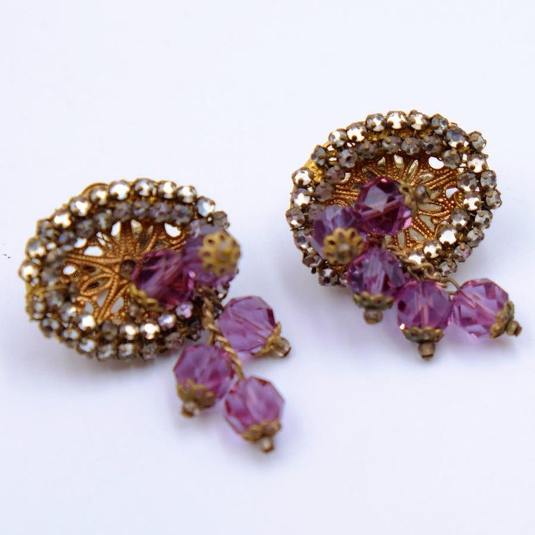 Vintage Miriam Haskell Earrings 1950s For Sale at 1stDibs