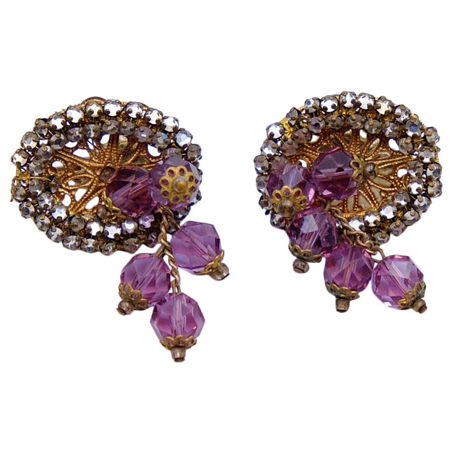 Vintage Miriam Haskell Earrings 1950s For Sale at 1stDibs