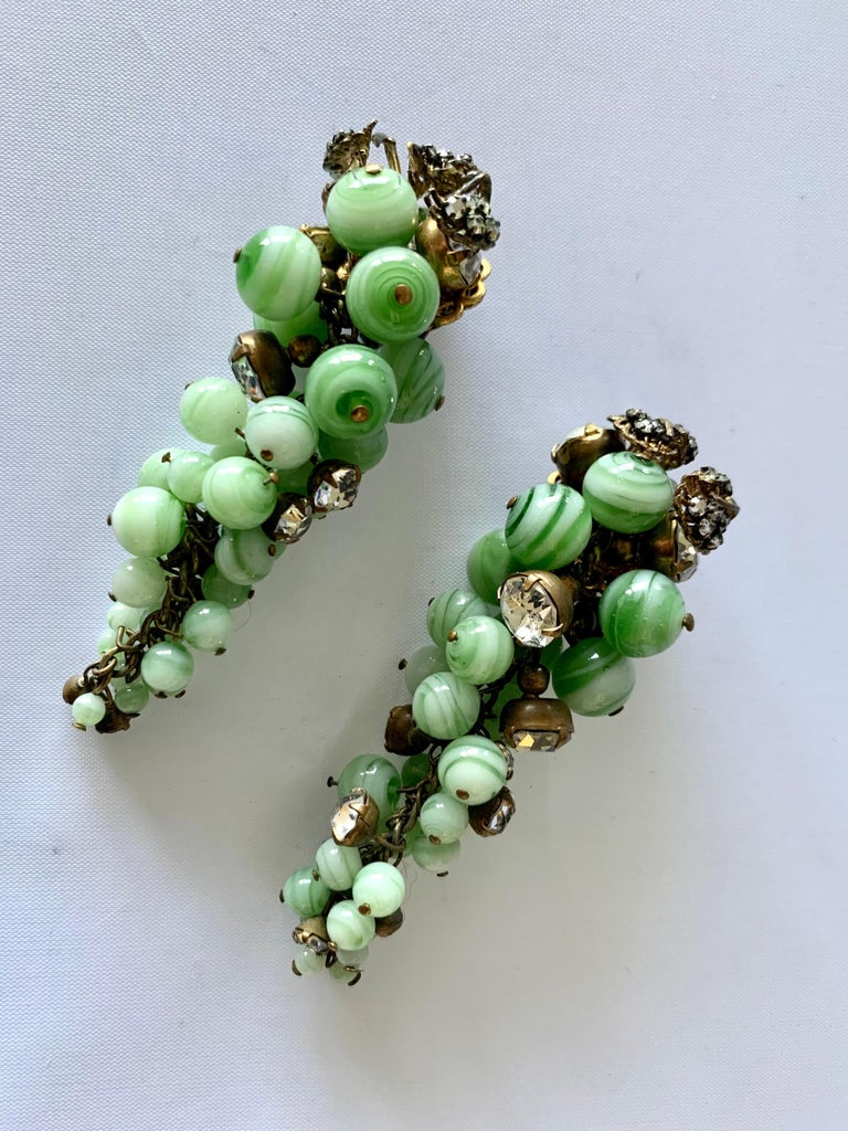 Vintage Miriam Haskell Grape Cluster Earrings For Sale at 1stDibs