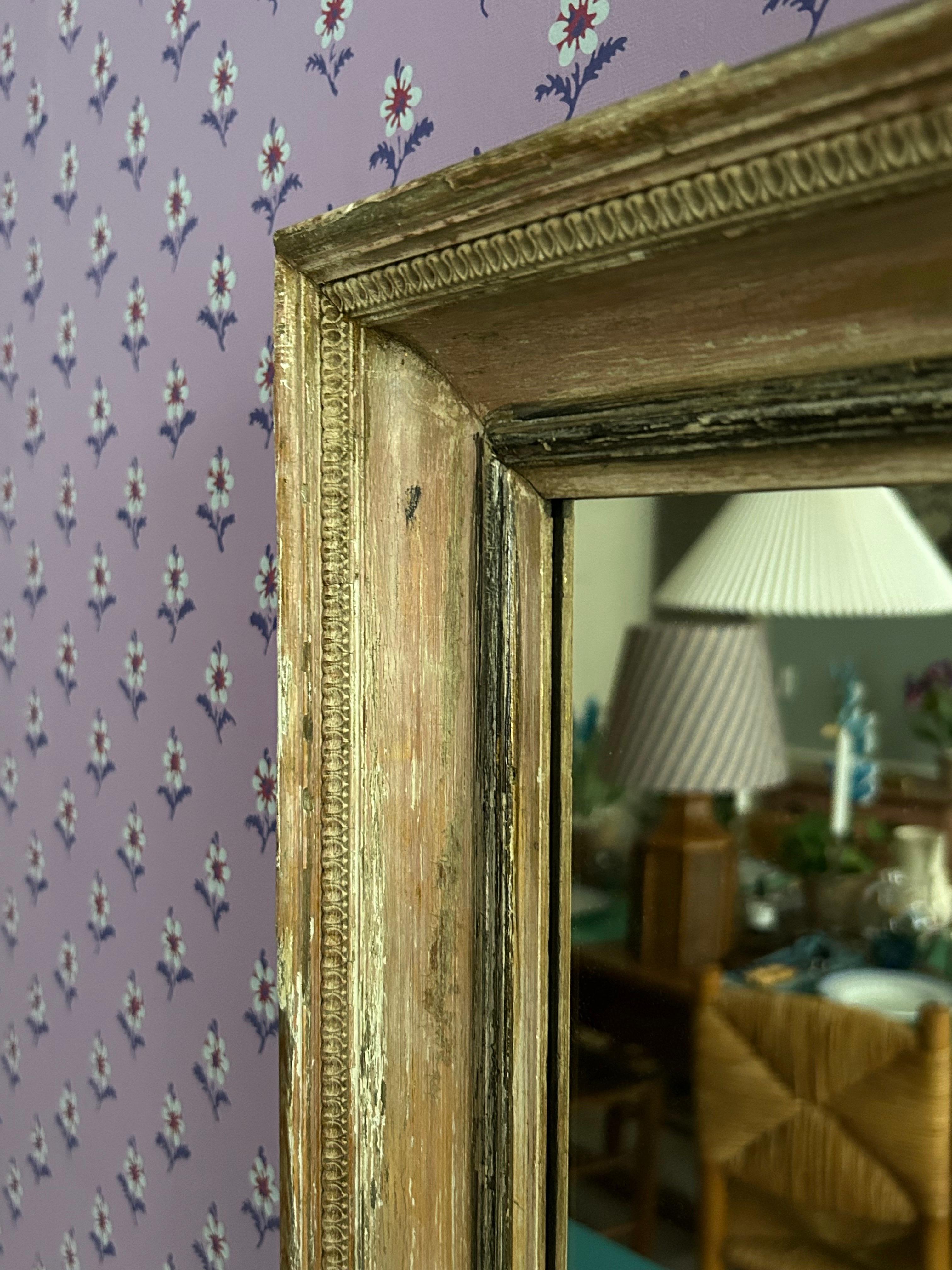 Vintage Mirror with Antique Wooden Frame with Patina, France, 20th ...