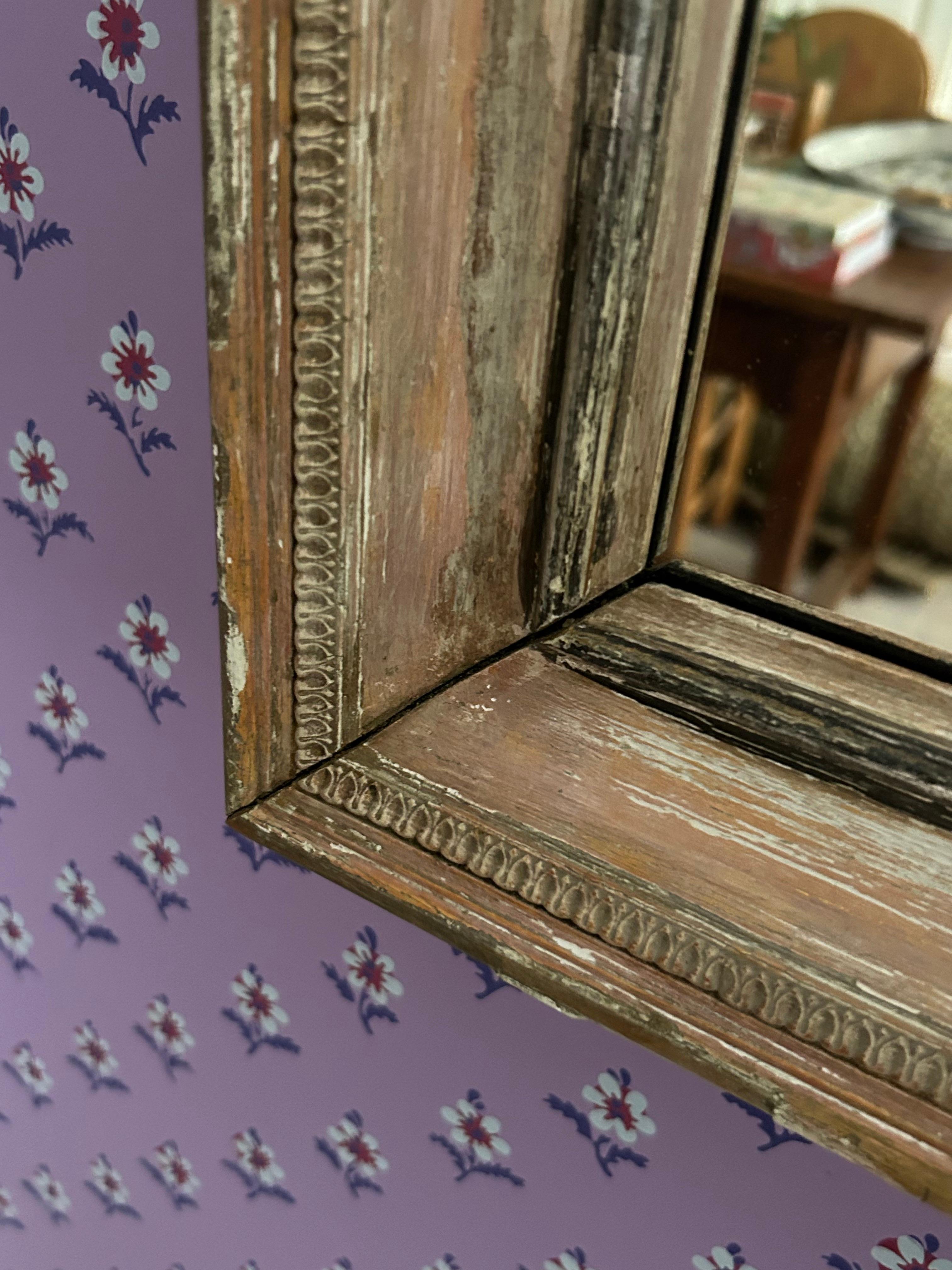 Vintage Mirror with Antique Wooden Frame with Patina, France, 20th ...