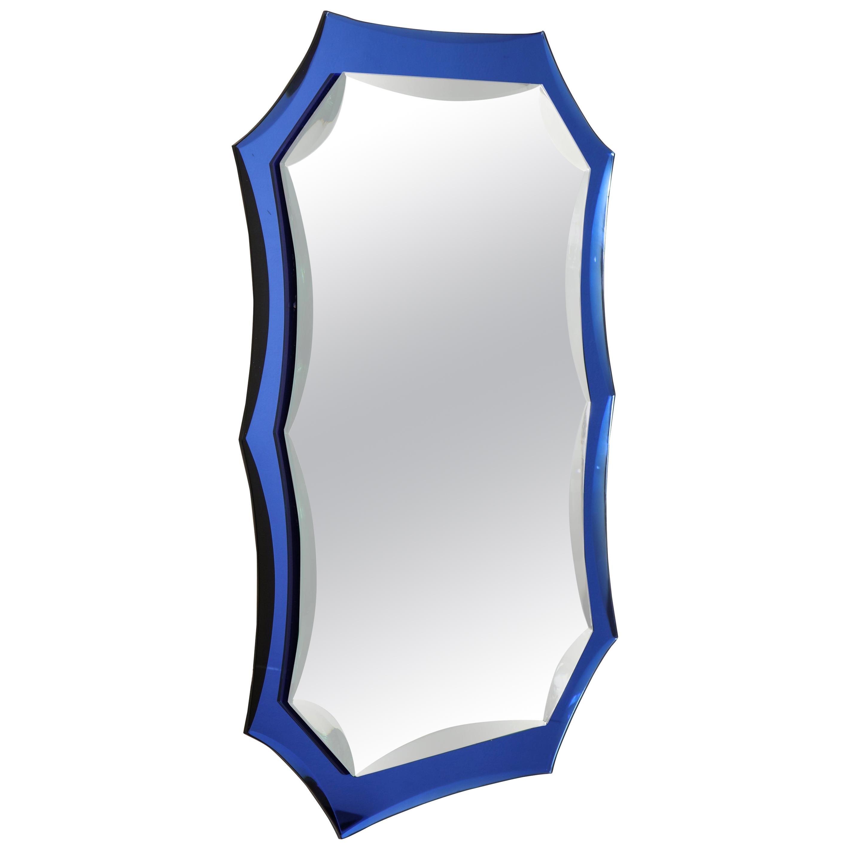 Cobalt Blue Oval Venetian Mirror For Sale at 1stDibs