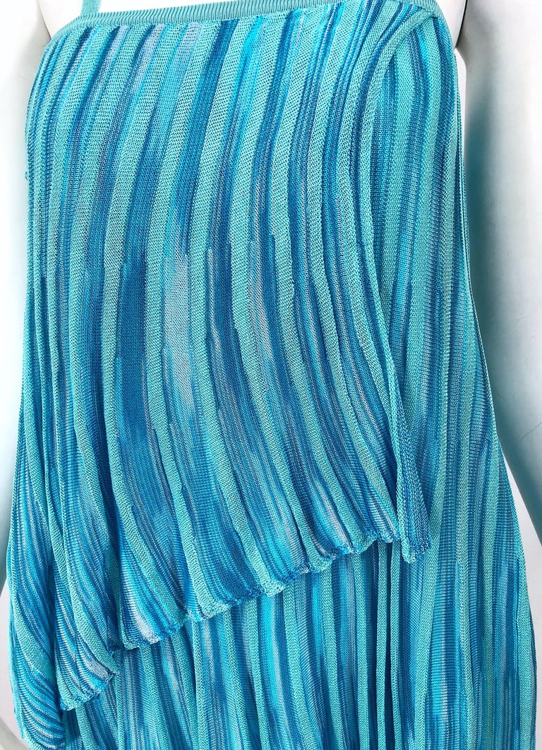 Vintage Missoni 1990s Turquoise Teal Blue Knit Vintage 90s Halter Top ...