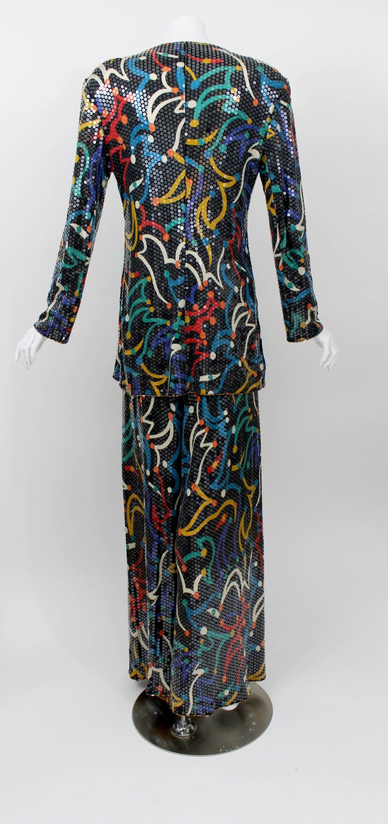 Vintage Missoni Shimmery Silk Jersey Colorful Print Sequin Top Pant Set ...