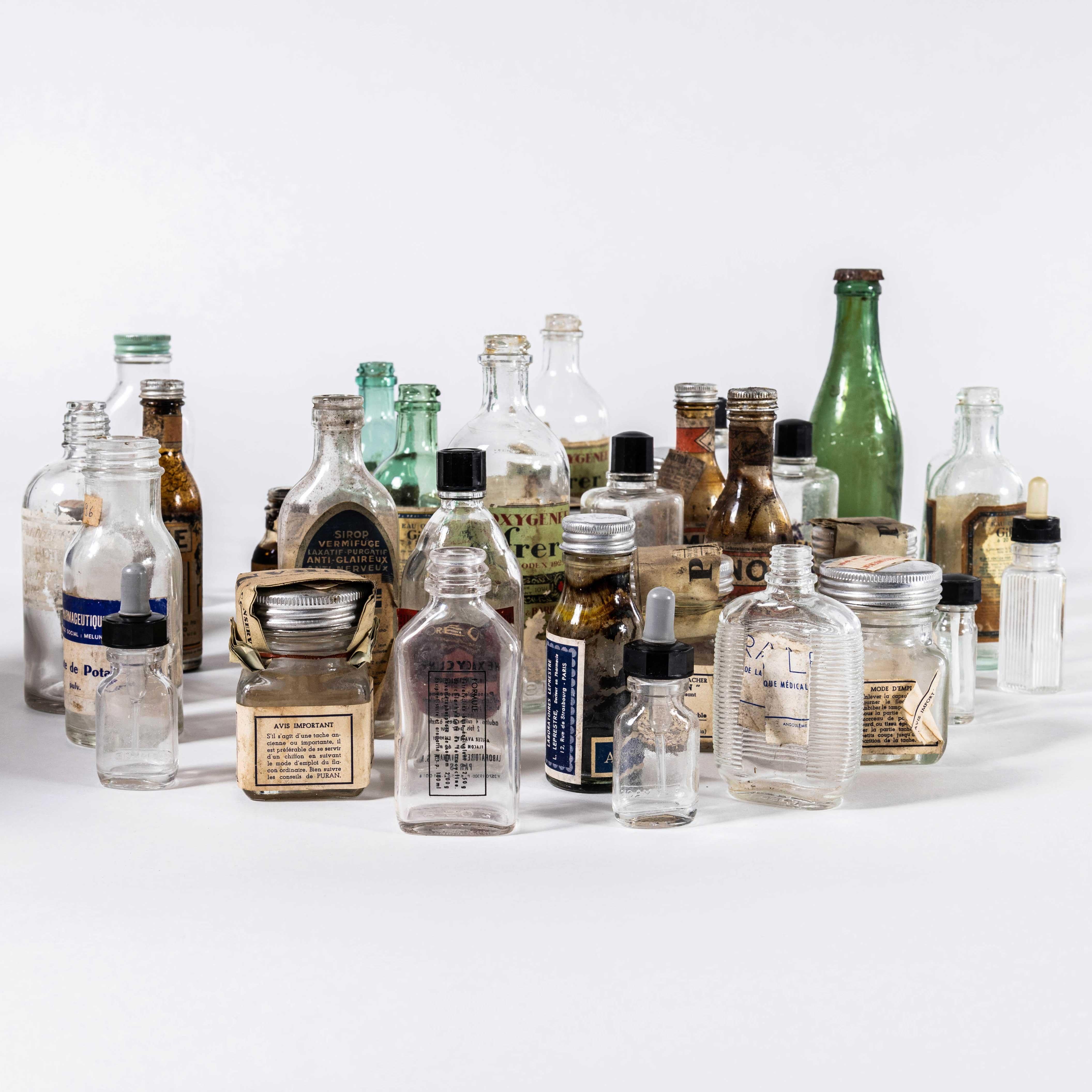 Vintage Mixed Assortment Of Glass Bottles With Original Labels - New ...