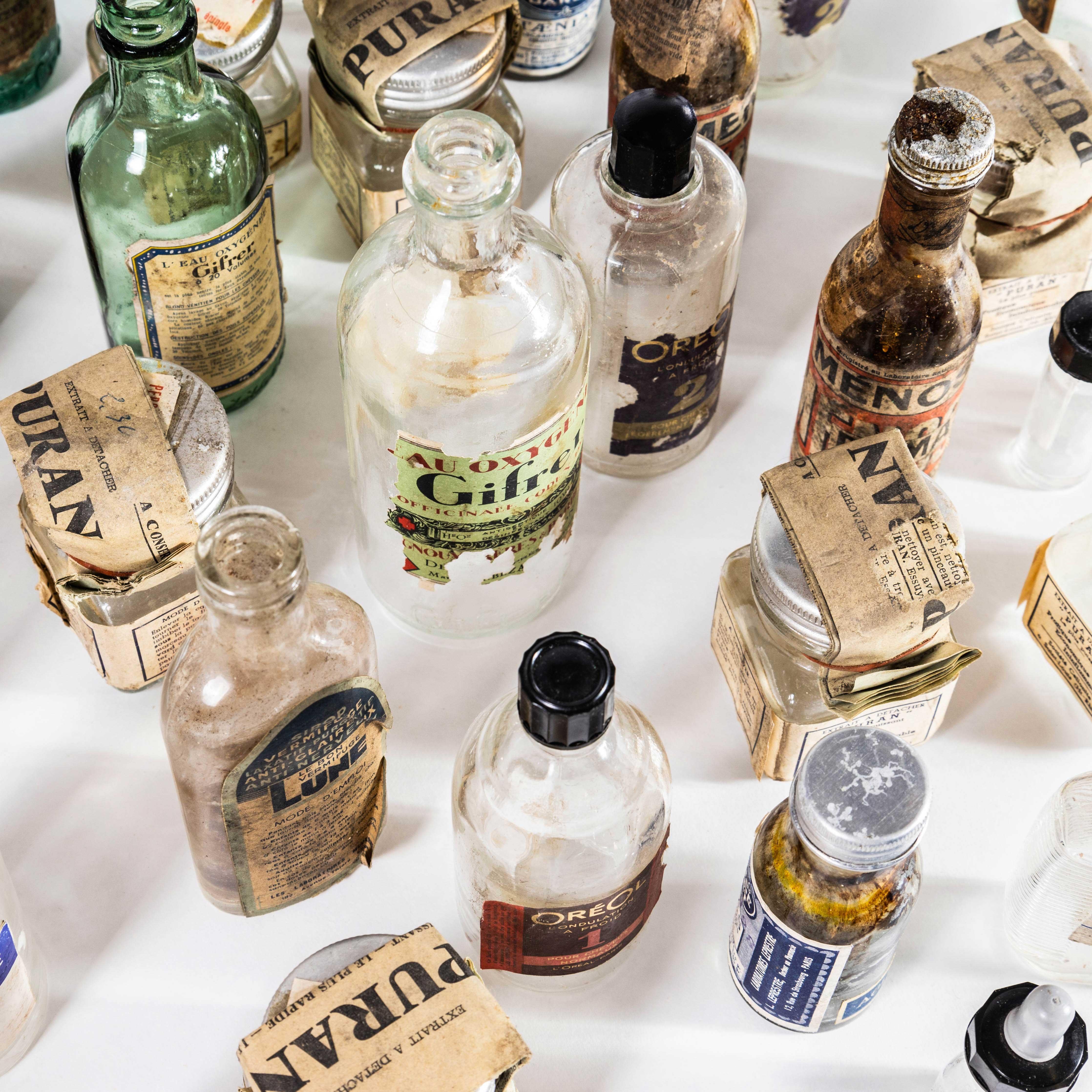 Vintage Mixed Assortment Of Glass Bottles With Original Labels - New ...