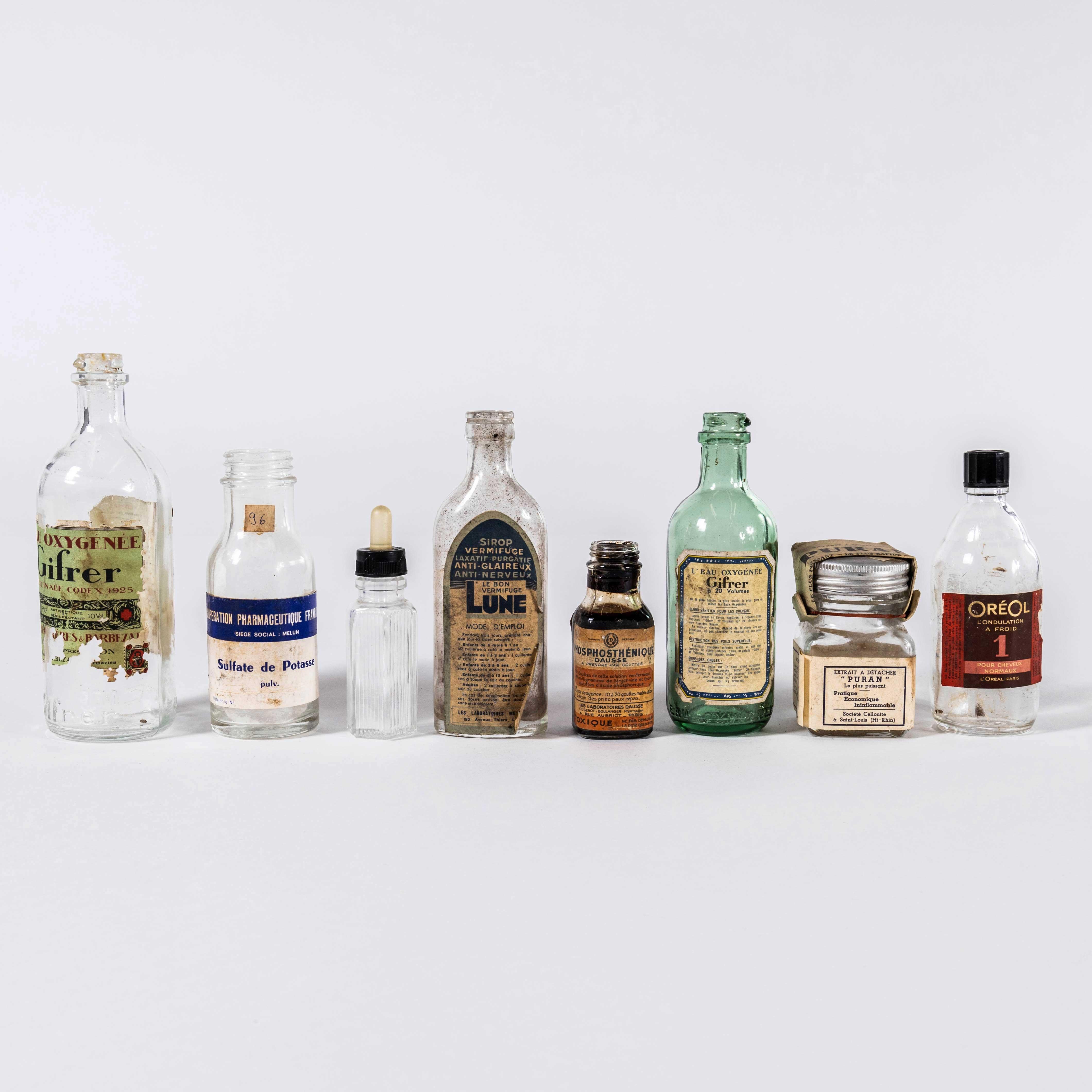 Vintage Mixed Assortment Of Glass Bottles With Original Labels - New ...