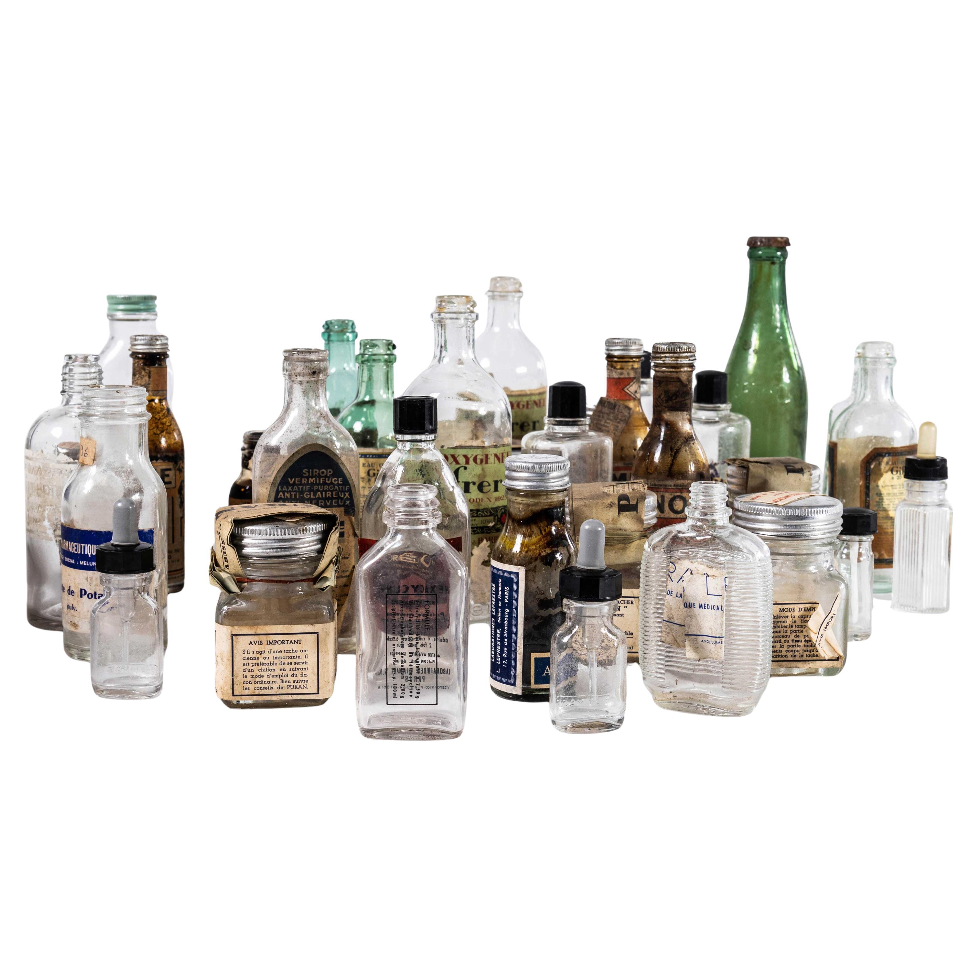 Vintage Mixed Assortment Of Glass Bottles With Original Labels - New ...