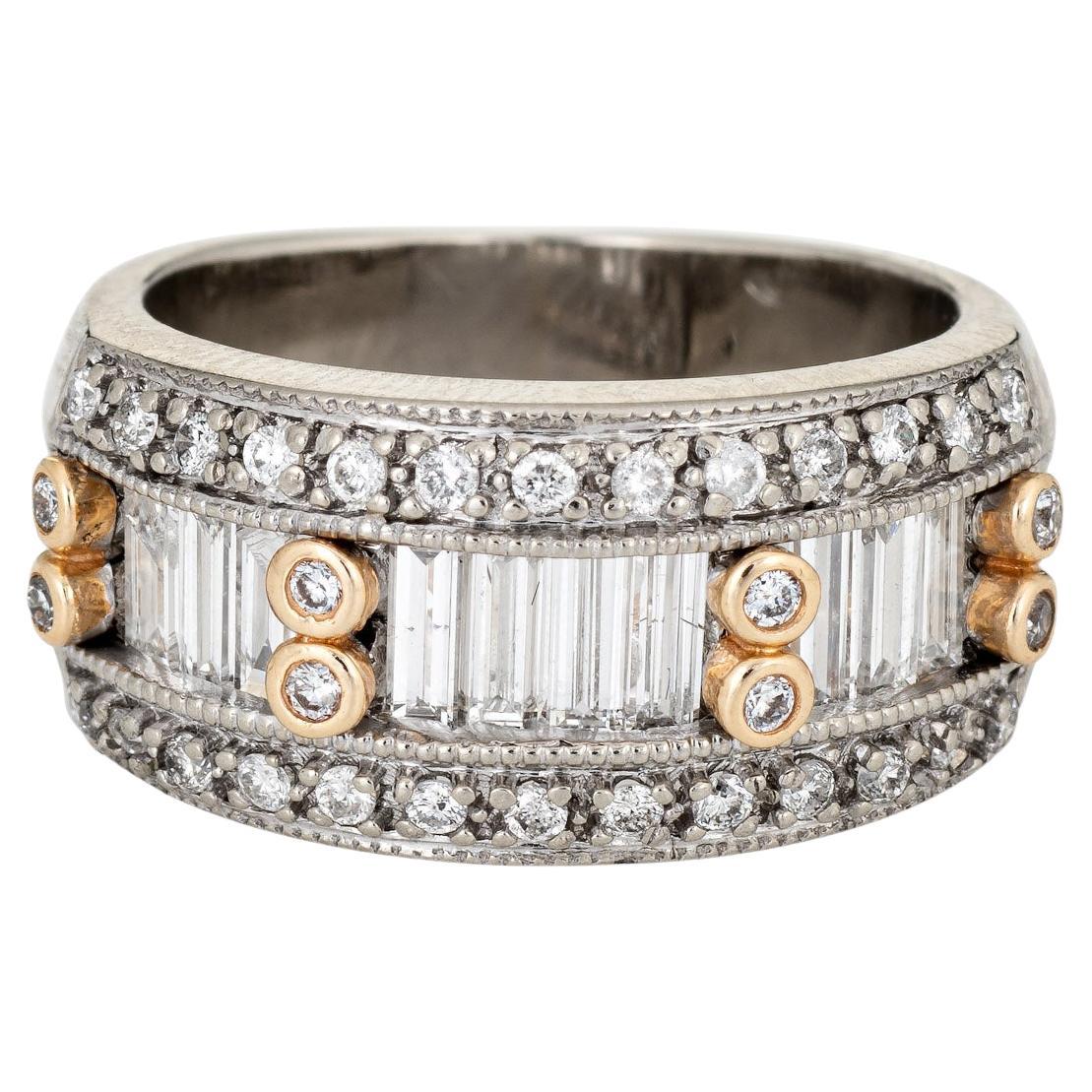 Two-Row Diamond Anniversary Band Ring Vintage 14 Karat Gold Estate Fine ...